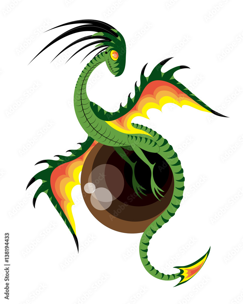Dragon and sphere cat eye Stock Vector | Adobe Stock