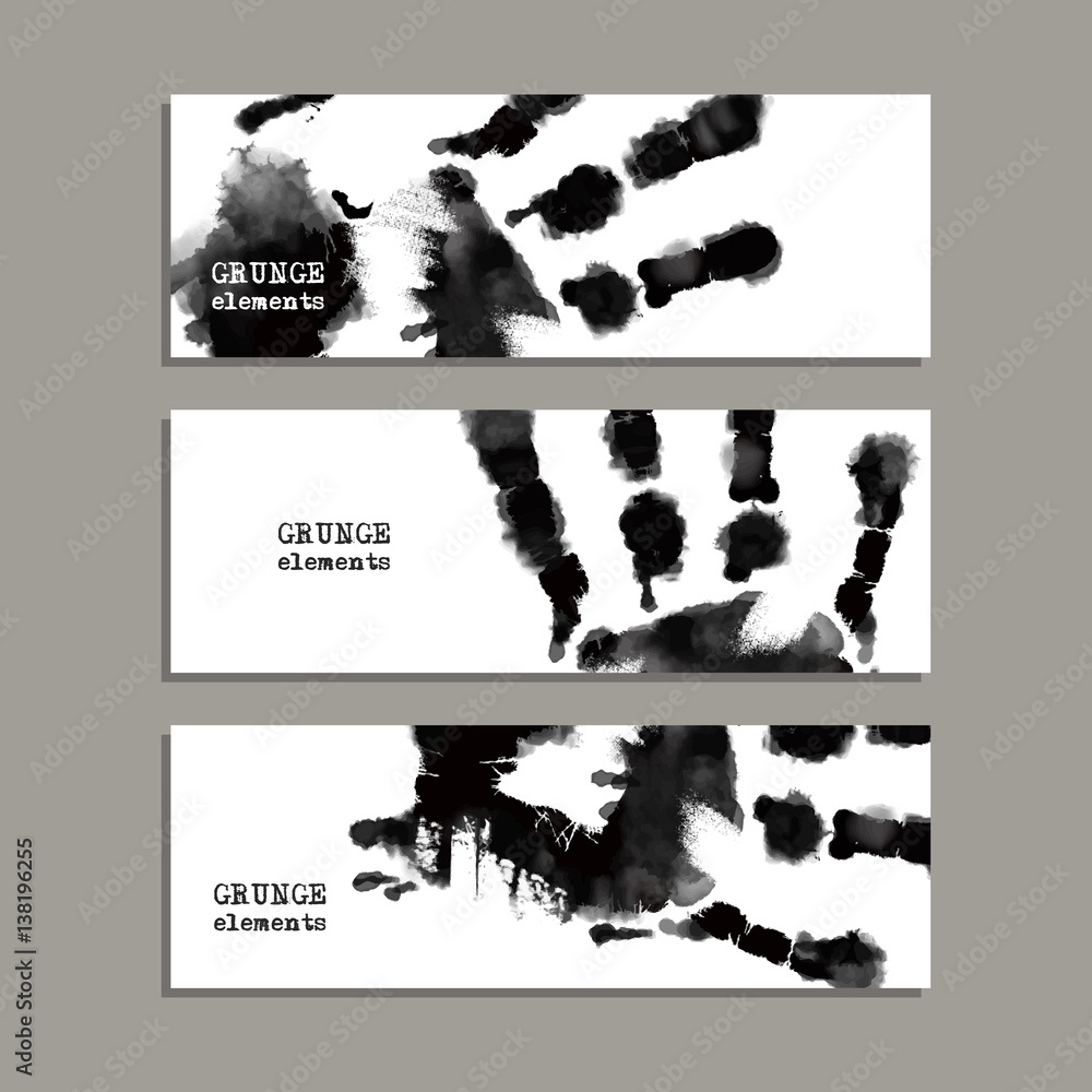 Vector black paint human hand Stock Vector | Adobe Stock