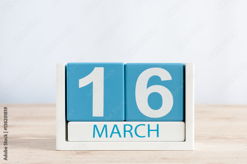 March 16th. Day 16 of month, daily calendar on wooden table background ...