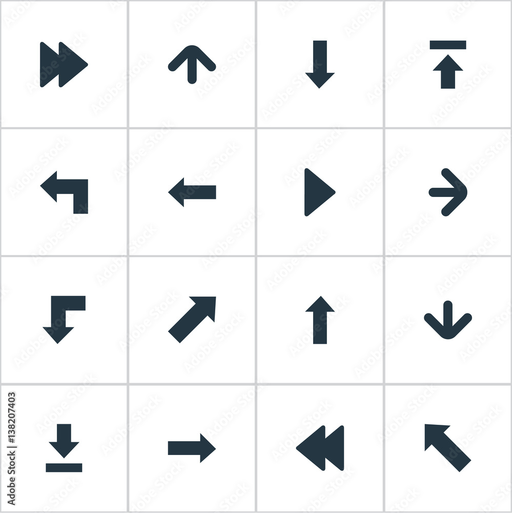 Set Of 16 Simple Pointer Icons. Can Be Found Such Elements As Transfer ...