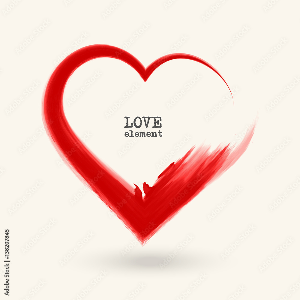 Brush drawing vector heart, isolated on white Stock Vector | Adobe Stock