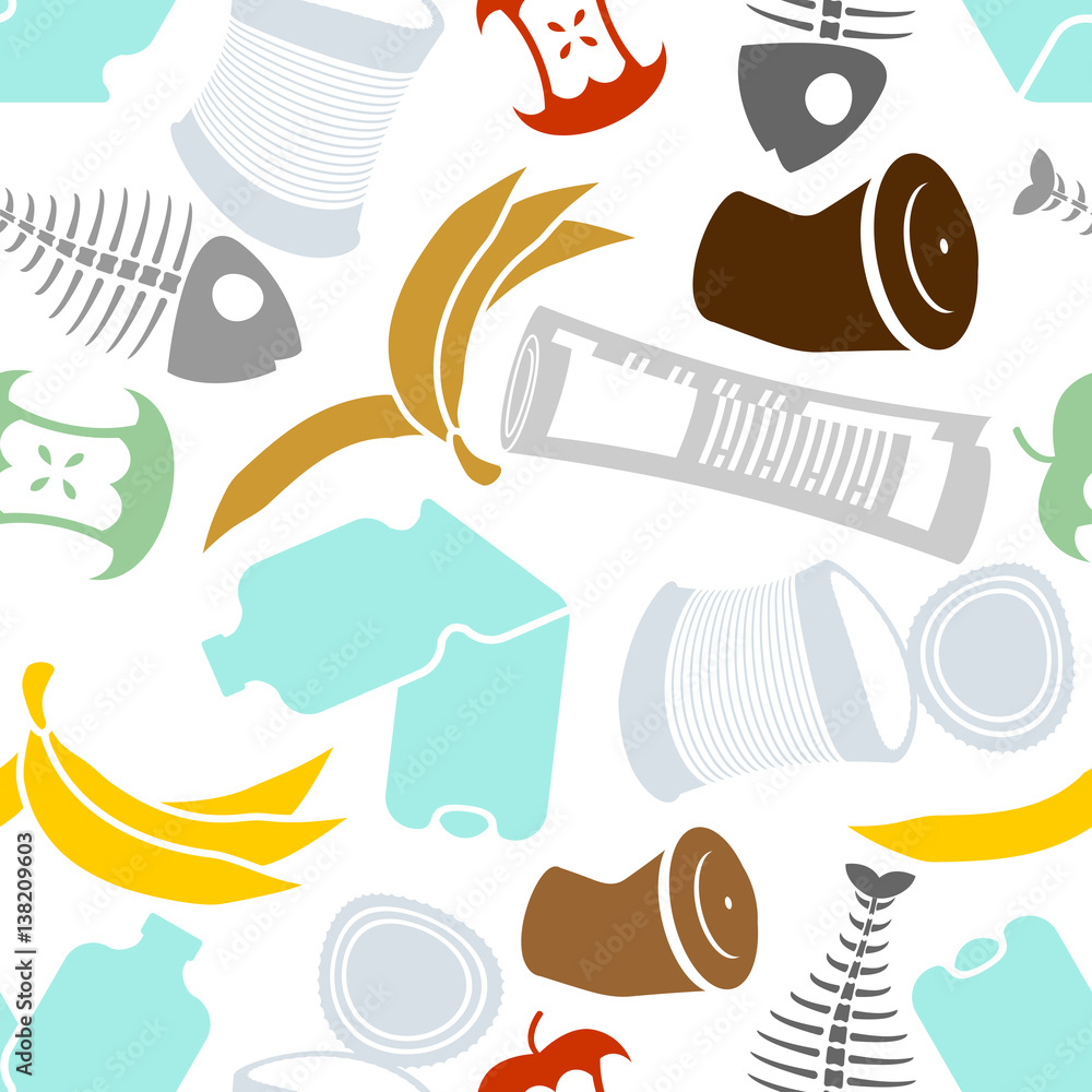 Rubbish seamless pattern. Garbage texture. trash ornament. litter ...