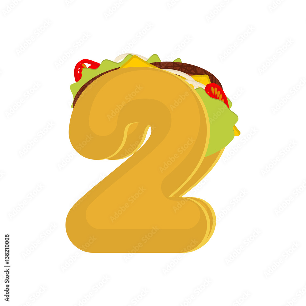 Number 2 tacos. Mexican fast food font two. Taco alphabet symbol ...