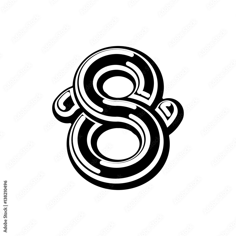 Number 8 Celtic font. norse medieval ornament ABC sign eight ...