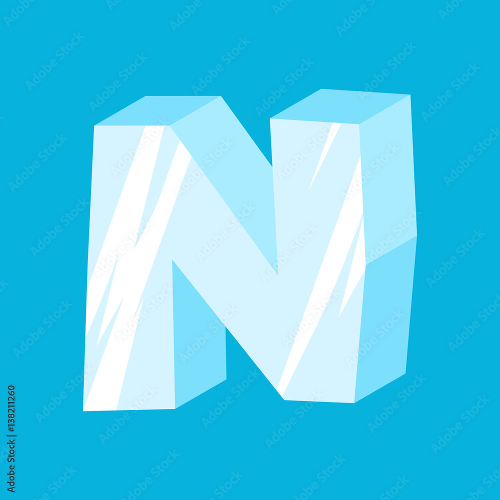 letter N ice font. Icicles alphabet. freeze lettering. Iceberg ABC sign ...