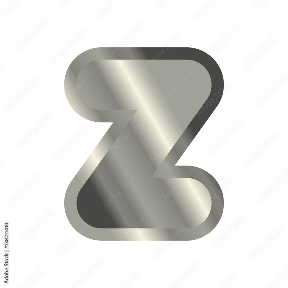 Letter Z steel font. Metal alphabet sign. Iron ABC symbol. chromium ...