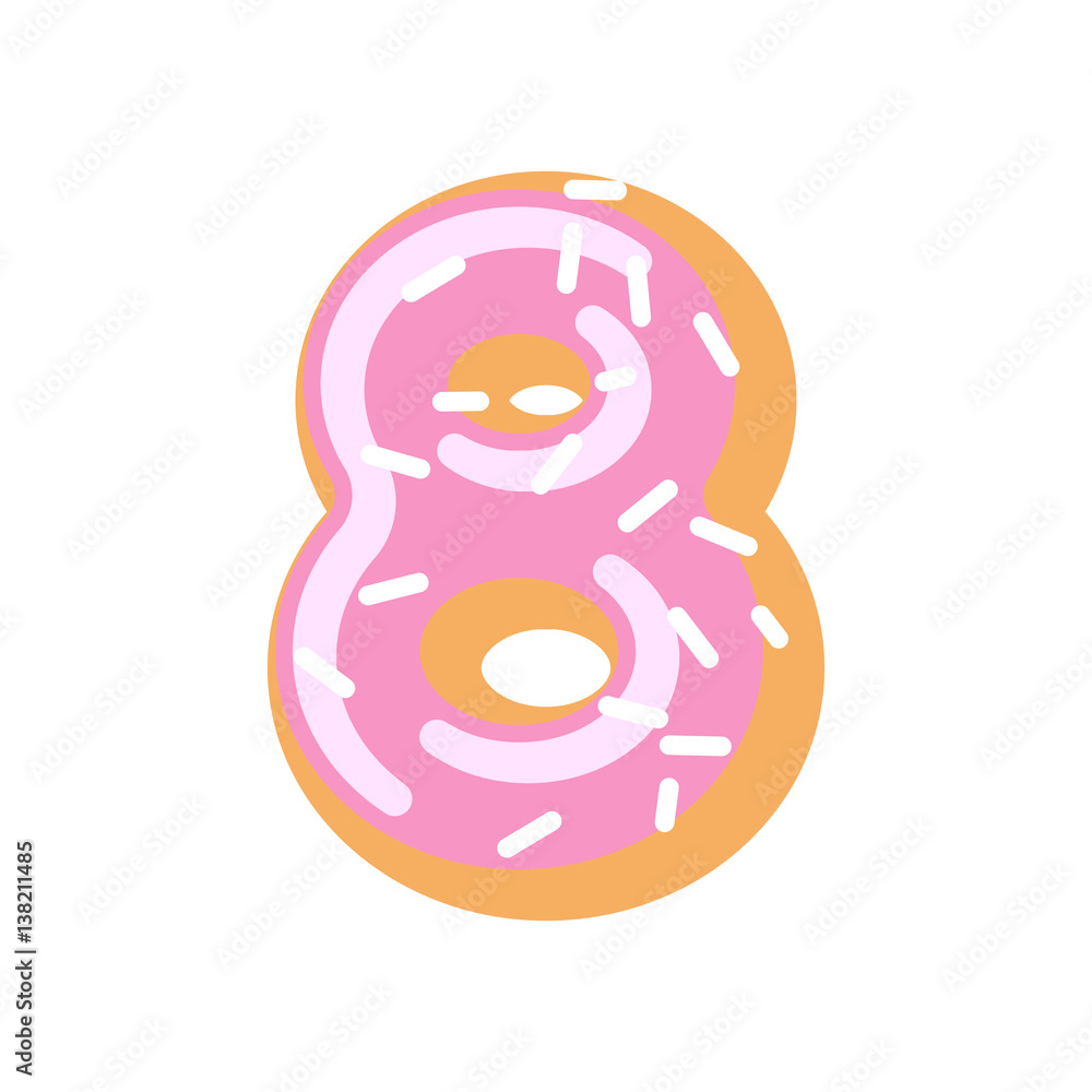 Number 8 donut. Doughnut font. Sweet alphabet. candy lettering. food ...