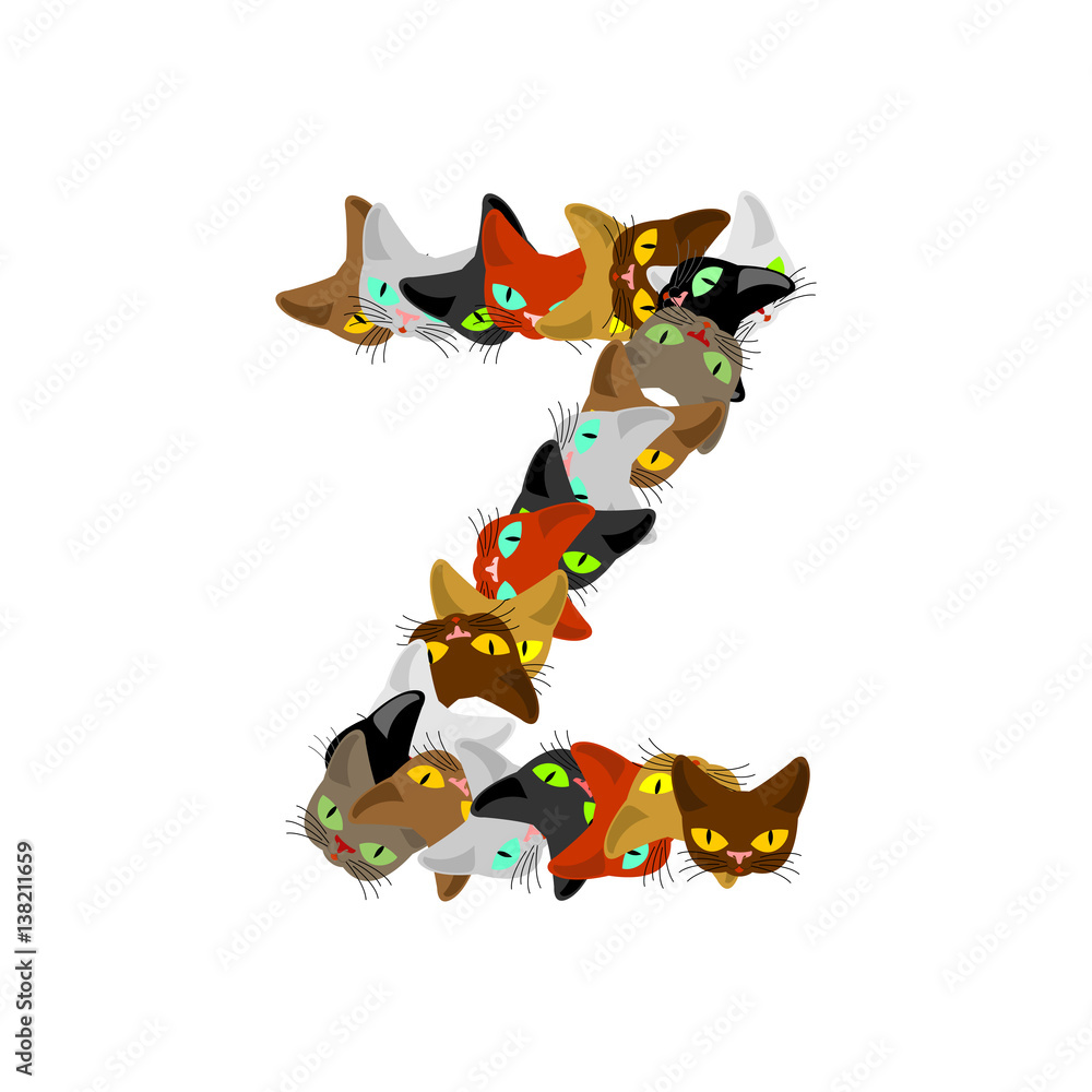 letter Z Cat font. Pet alphabet symbol. home animal ABC sign Stock ...