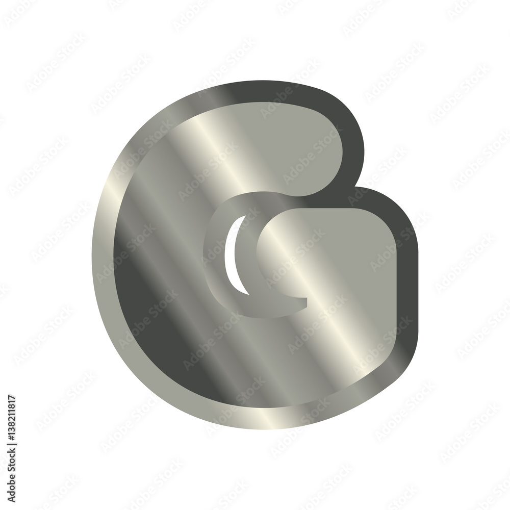 Letter G steel font. Metal alphabet sign. Iron ABC symbol. chromium ...