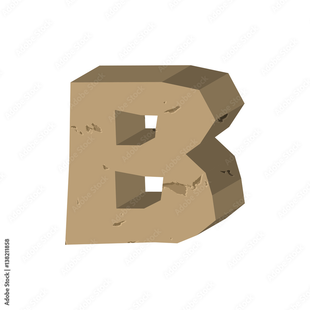Letter B stone font. Rock alphabet symbol. Stones crag ABC sign Stock ...