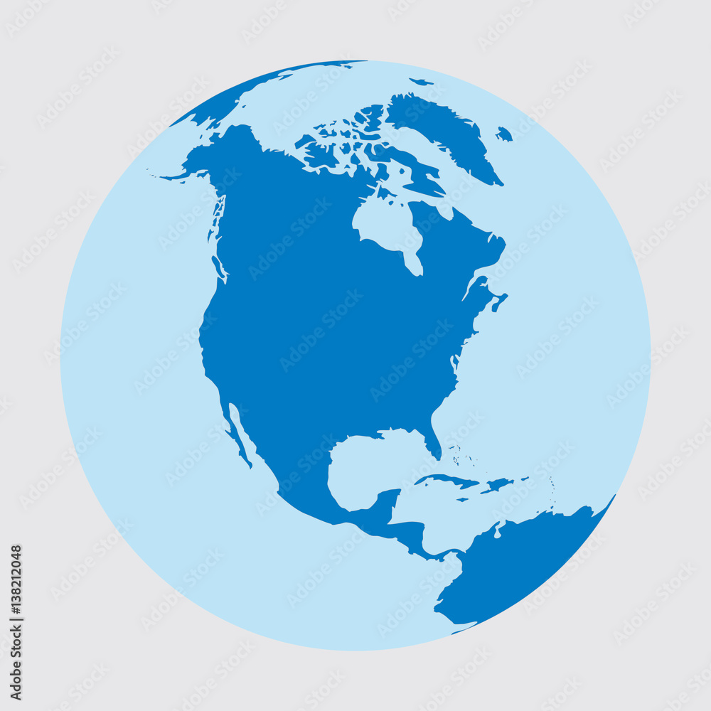 North America, World, earth, globe, planet, map, continent, geography, universe, blue Stock ...