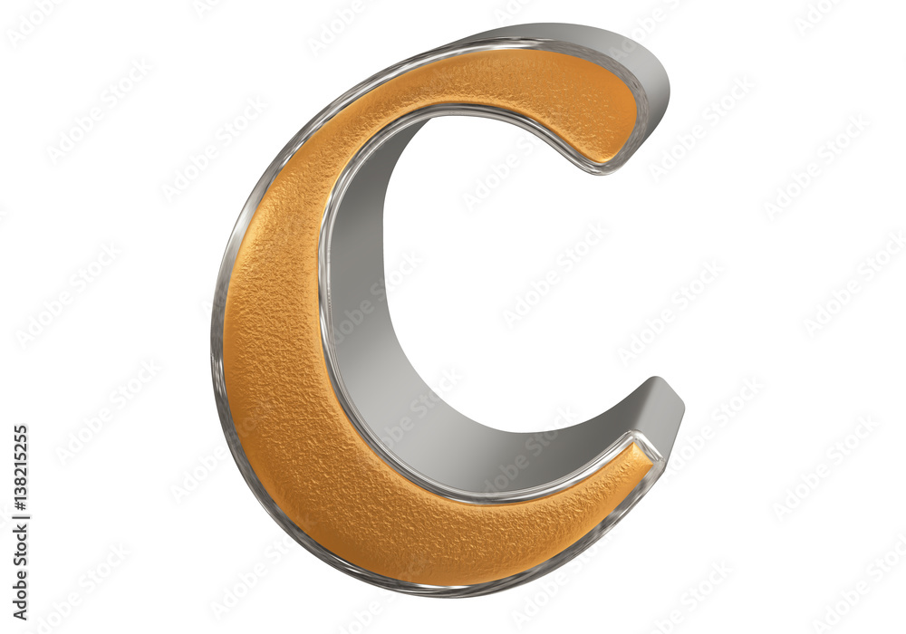 Lowercase letter C, isolated on white, with clipping path, 3D ...