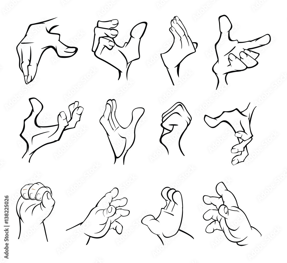 Set of Cartoon Illustrations. Hands with Different Gestures for you ...