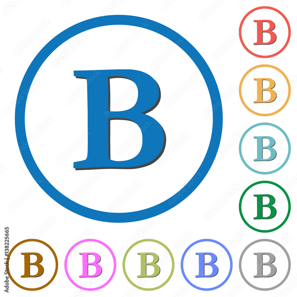 Bold font type icons with shadows and outlines Stock Vector | Adobe Stock