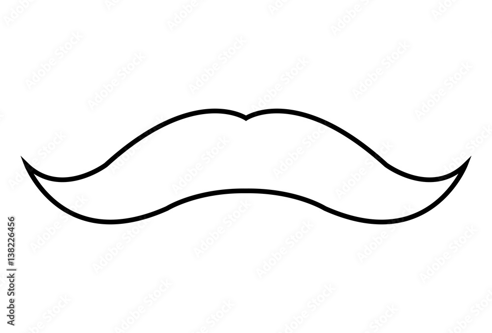 Isolated outline of a mustache on a white background, Vector ...