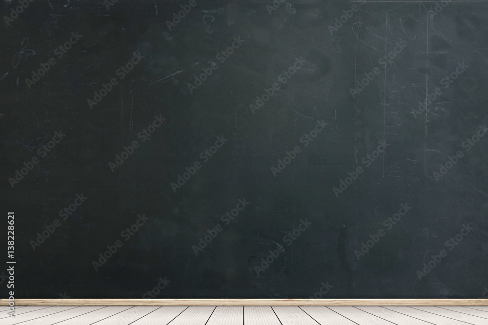 Empty room with big chalkboard and white wooden. Concept business ...