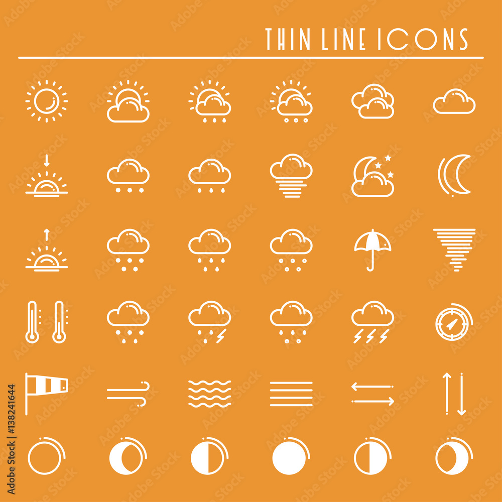 Weather pack line icons set. Meteorology. Weather forecast trendy ...
