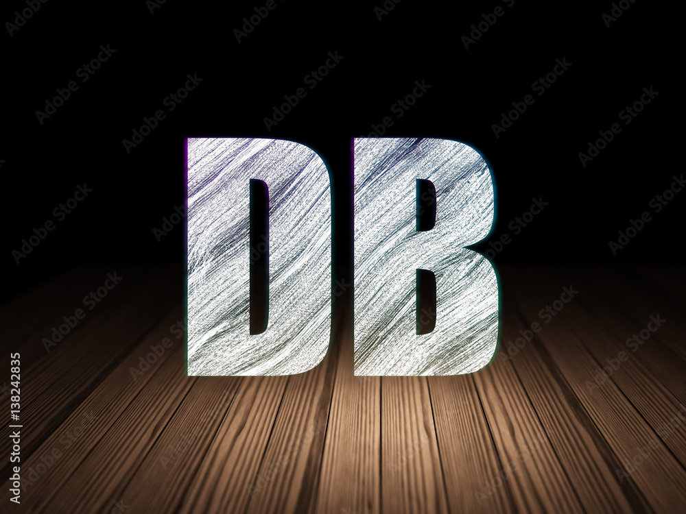 Stock market indexes concept: DB in grunge dark room Stock Illustration ...