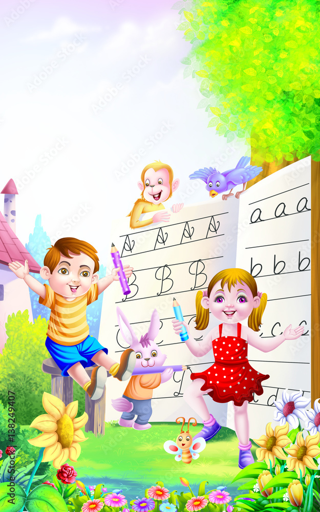 Let's write in cursive alphabet Stock Illustration | Adobe Stock