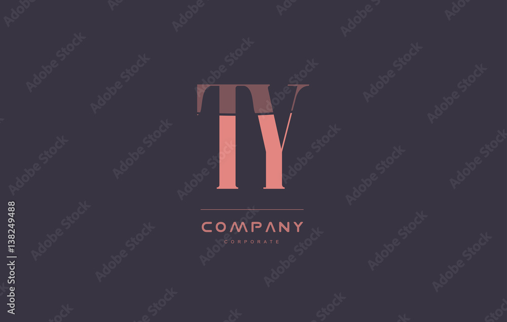 ty t y pink vintage retro letter company logo icon design Stock Vector ...