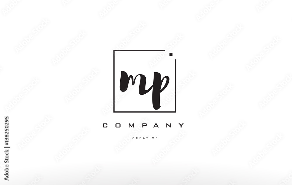 mp m p hand writing letter company logo icon design Stock Vector ...