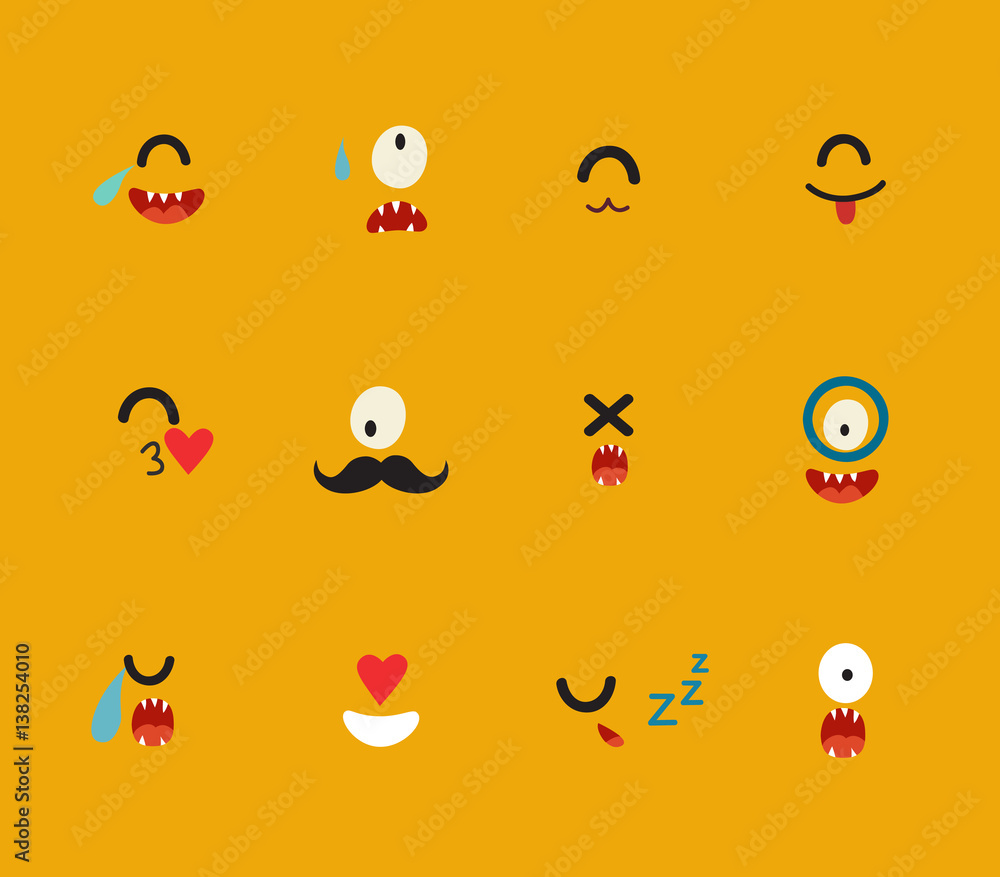 Vetor de Emoticons vector template. Emoji funny cyclops face icons ...