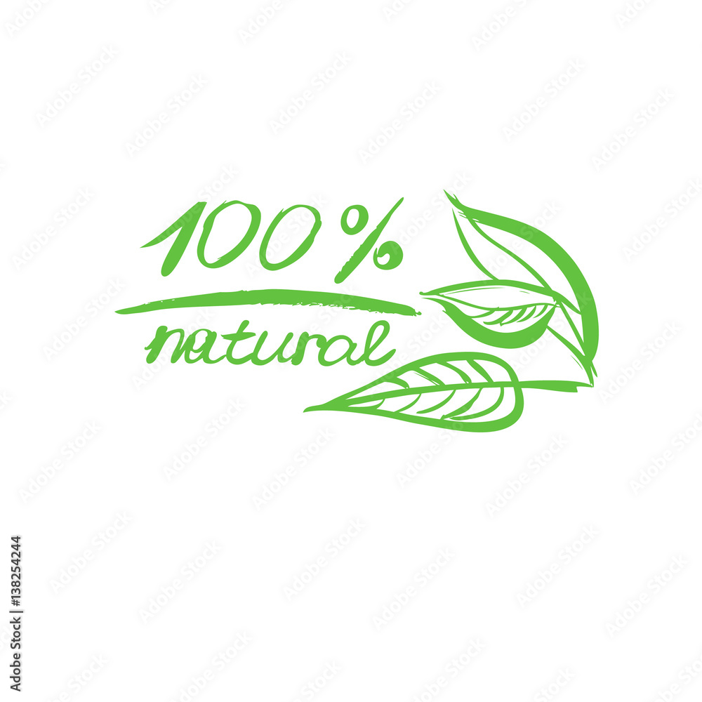 Green logo on white background. Vector hand drawn illustration. Stock ...