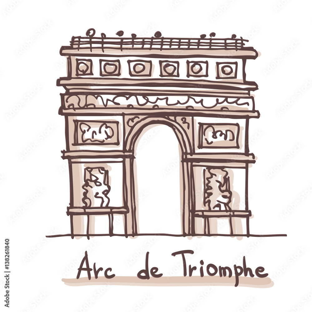Vecteur Stock Hand drawn sketch of the Arc de Triomphe (Arch of Triumph ...
