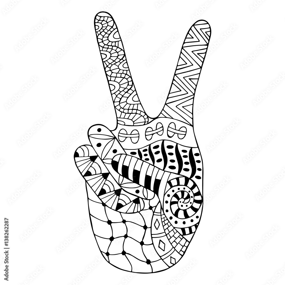 Peace Hand Signs Coloring Pages