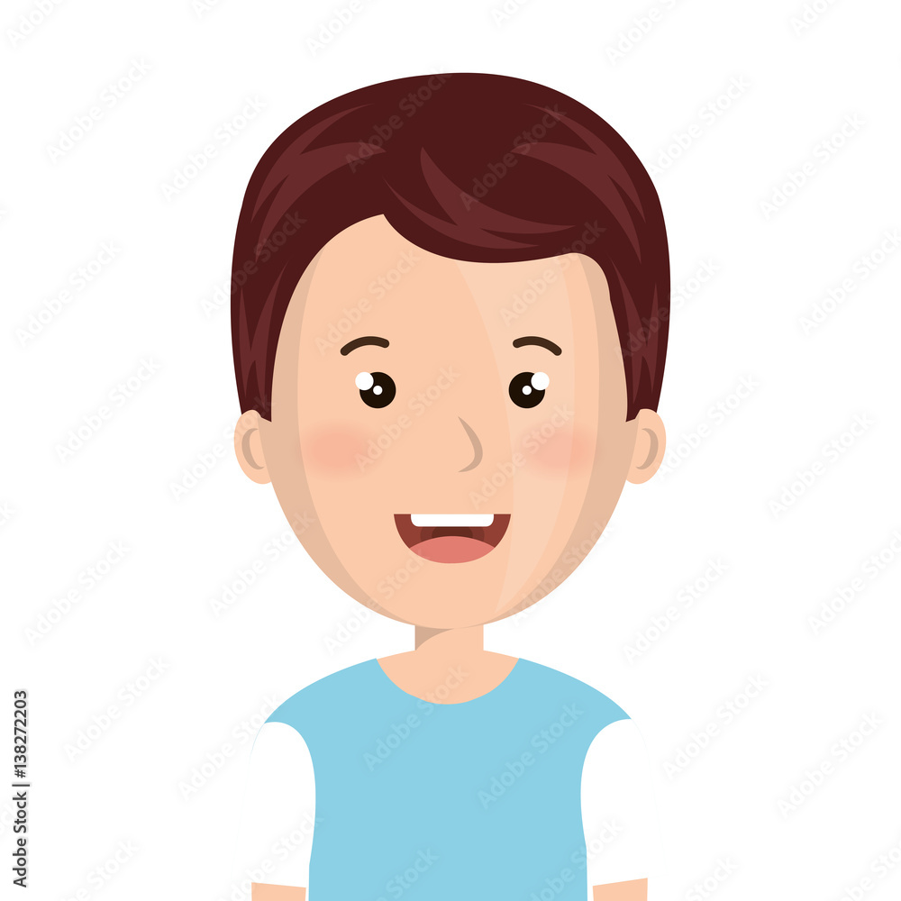 half body cartoon boy with casual clothes vector illustration Stock ...
