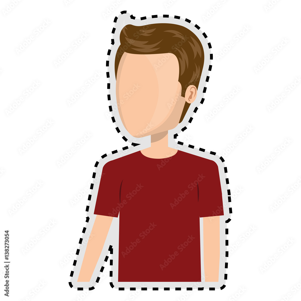 sticker half body faceless cartoon man in casual suit vector ...