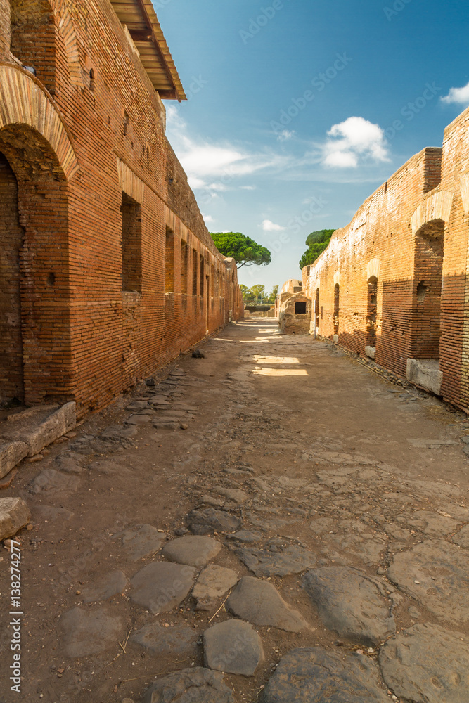 Roman path at Ostia Antica Italy Stock Photo | Adobe Stock