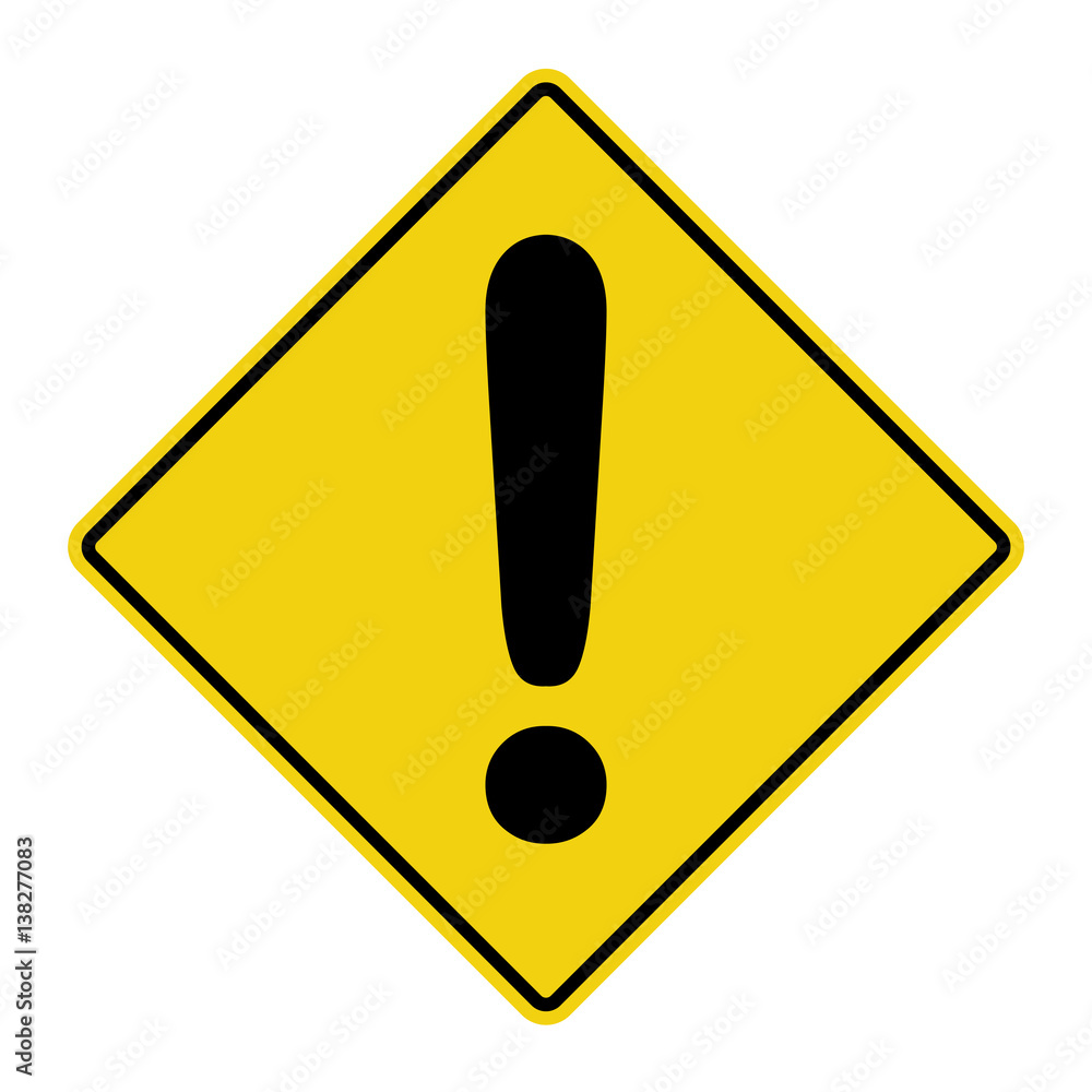 yellow diamond warning sign - 2D -exclamation mark Stock Illustration ...