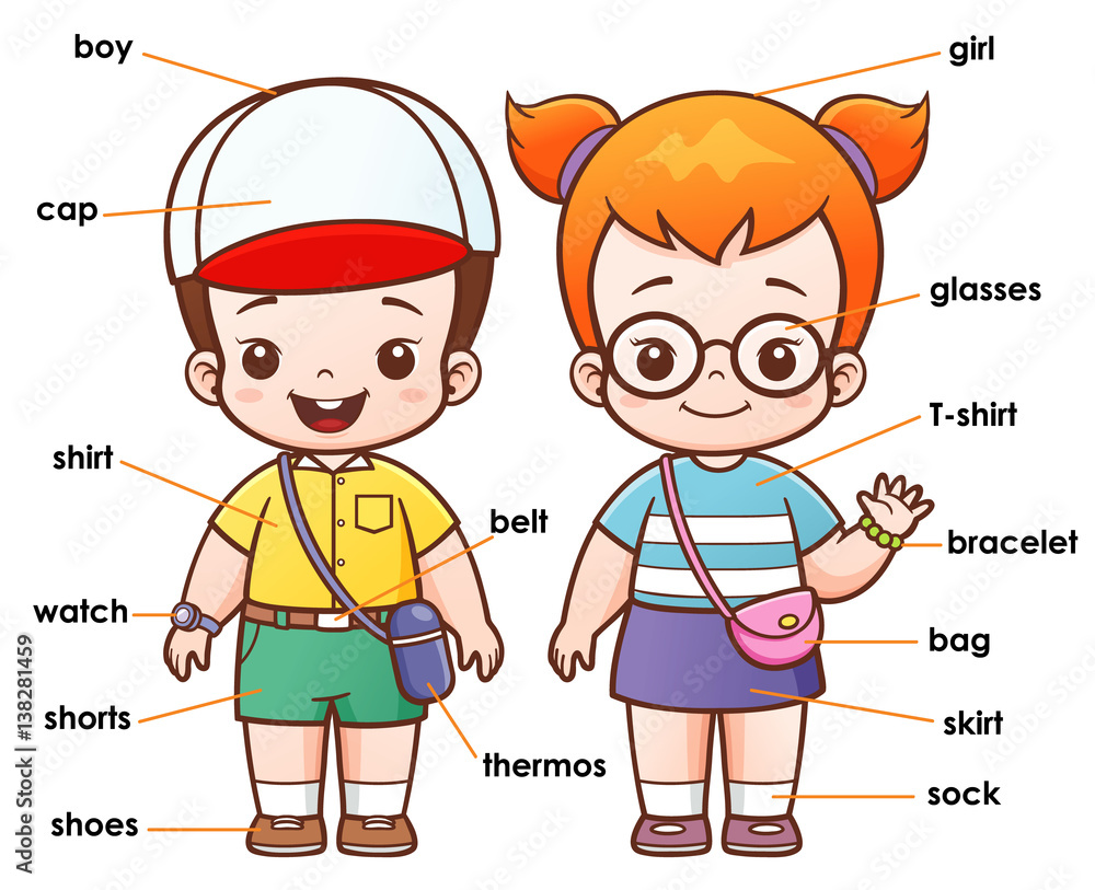 Vector illustration of Cartoon Vocabulary clothing Stock Vector | Adobe ...