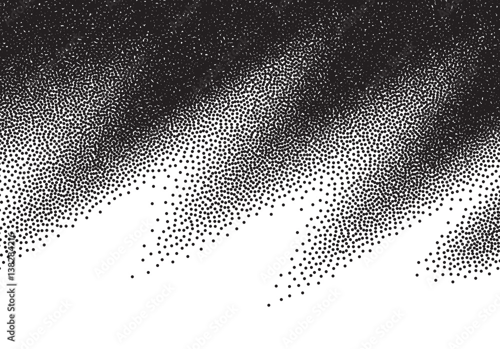 Dotwork gradient background, black and white scattered stipple dots ...