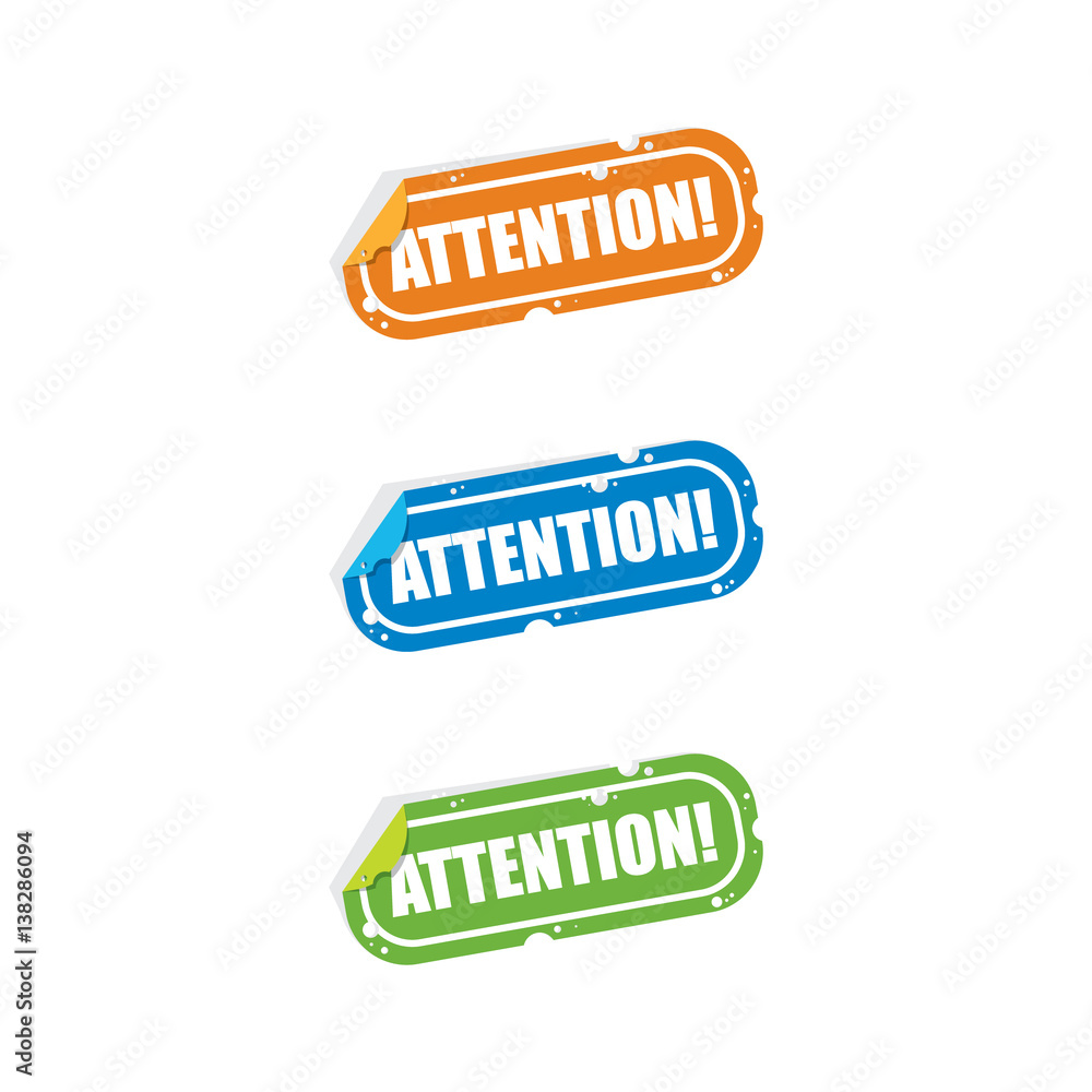 Attention Sticker Labels Stock Vector | Adobe Stock