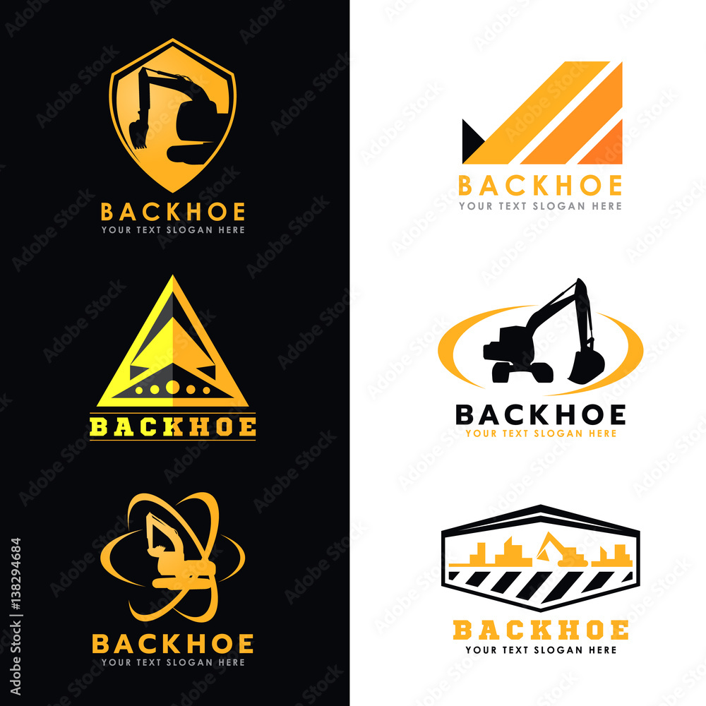 Black and yellow backhoe logo vector set design Stock Vector | Adobe Stock