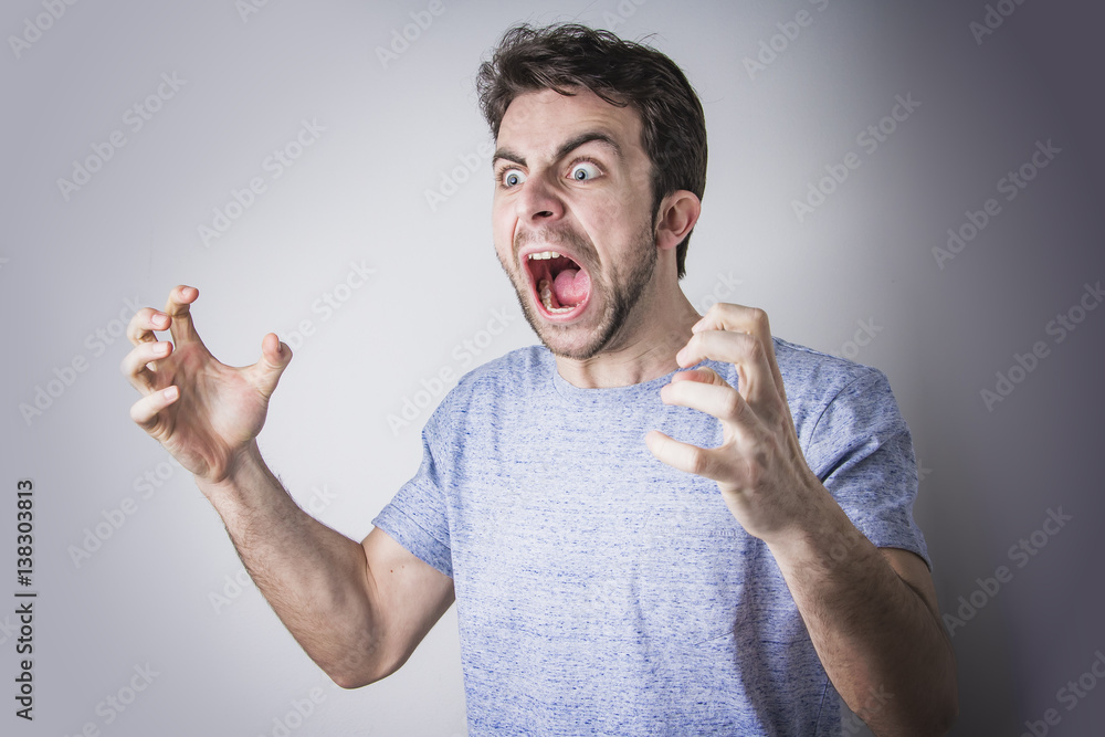Angry Man Yelling And Shouting In Rage Crazy And Mad Stock Foto Angry Man Yelling And Shouting In Rage Crazy And Mad Stock Foto