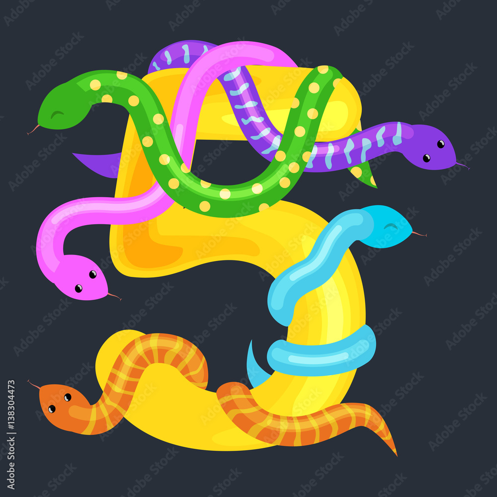 ordinal number five for teaching children counting snake with the ...