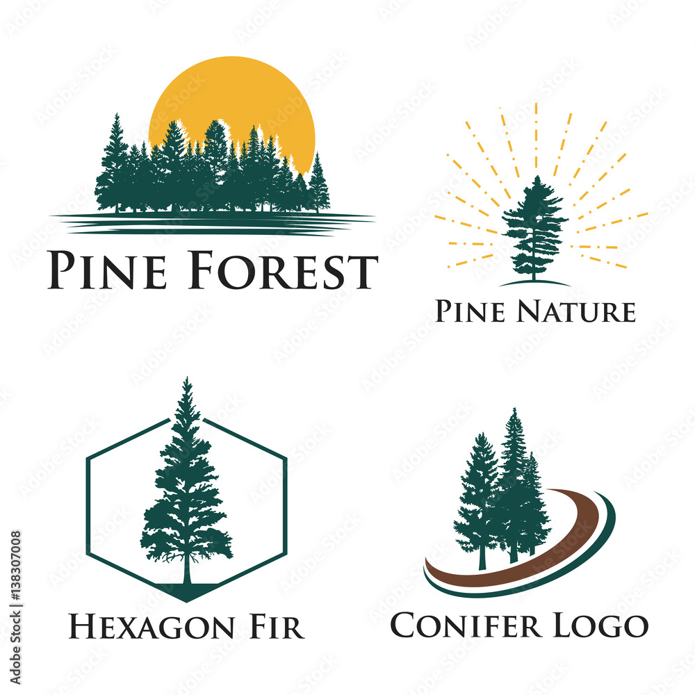 Pine Fir Conifer Tree Camping Adventure Nature Logo Stock Vector ...