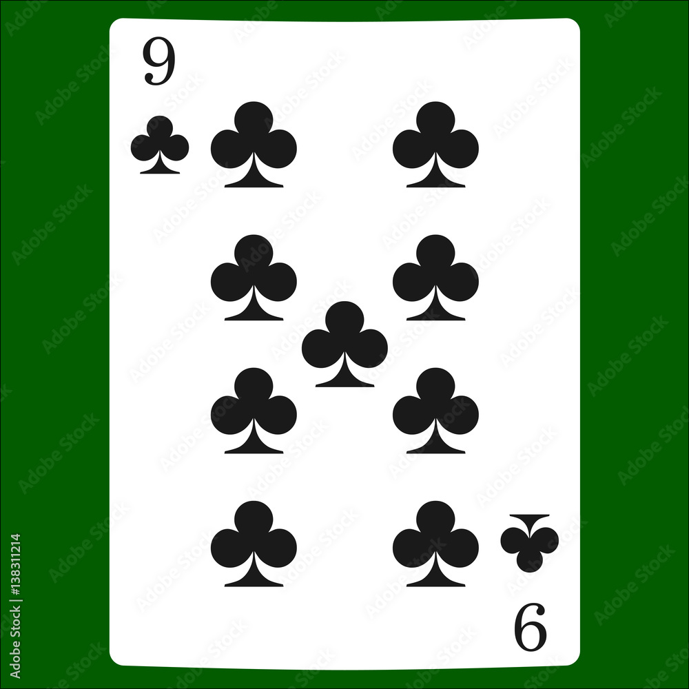 Nine clubs. Card suit icon vector, playing cards symbols vector Stock ...