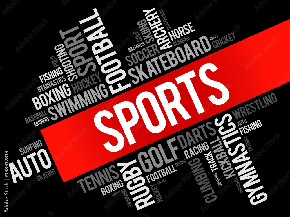 Sports word cloud collage, hobbies and leisure concept background Stock ...
