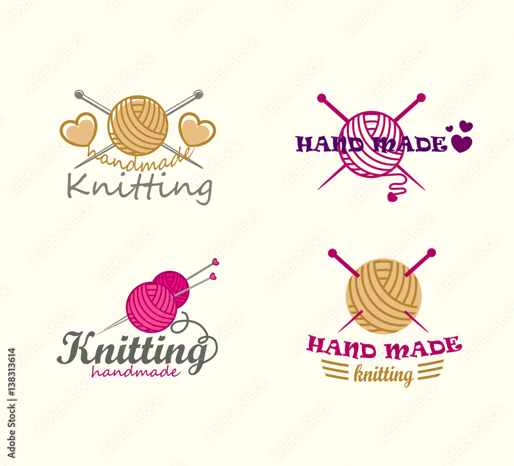 Set of knitting logo elements Stock Vector | Adobe Stock