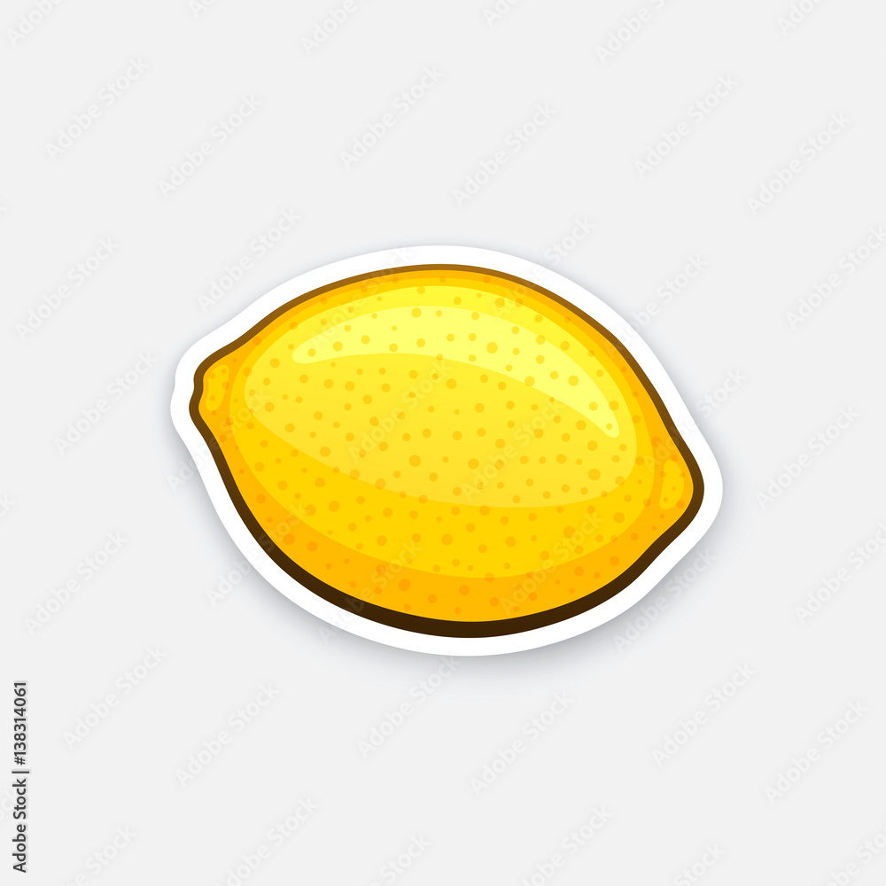 Vector illustration. Whole lemon. Healthy vegetarian food. Sticker in ...