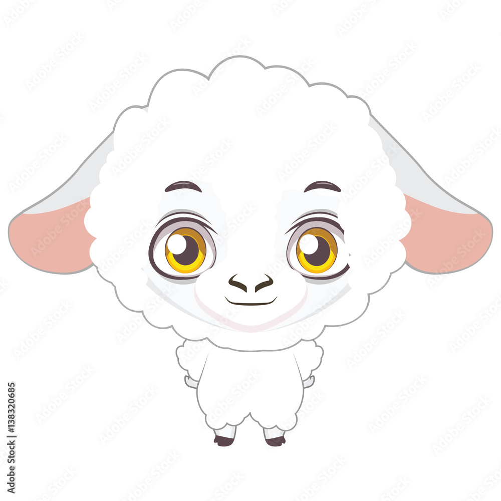 Cute stylized cartoon sheep illustration ( for fun educational purposes ...