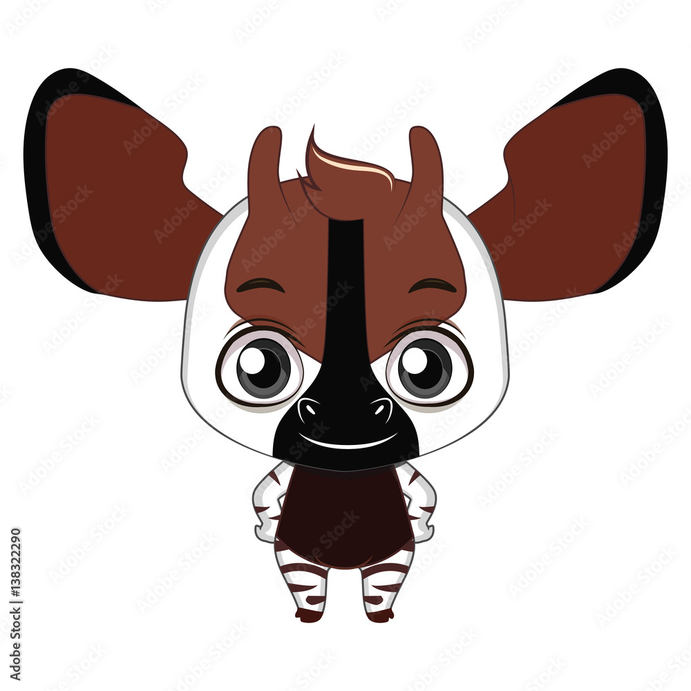 Cute stylized cartoon okapi illustration ( for fun educational purposes ...