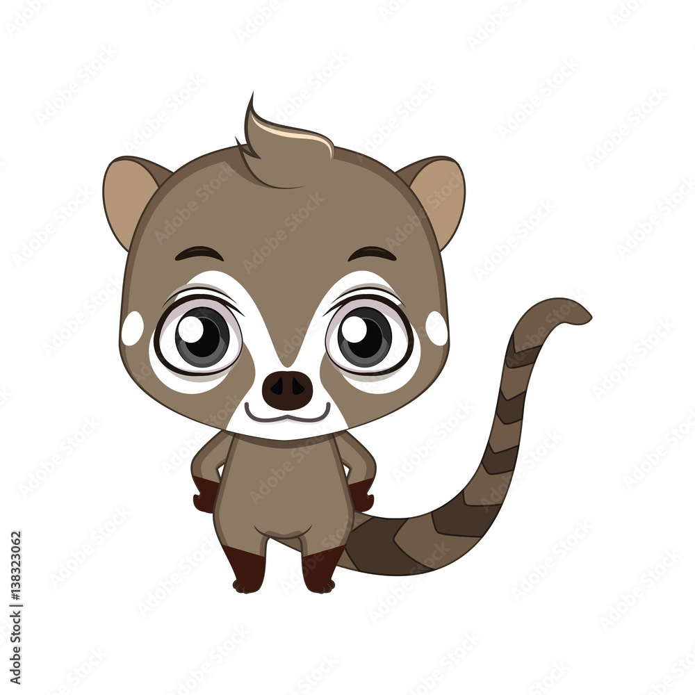 Cute stylized cartoon coati illustration ( for fun educational purposes ...