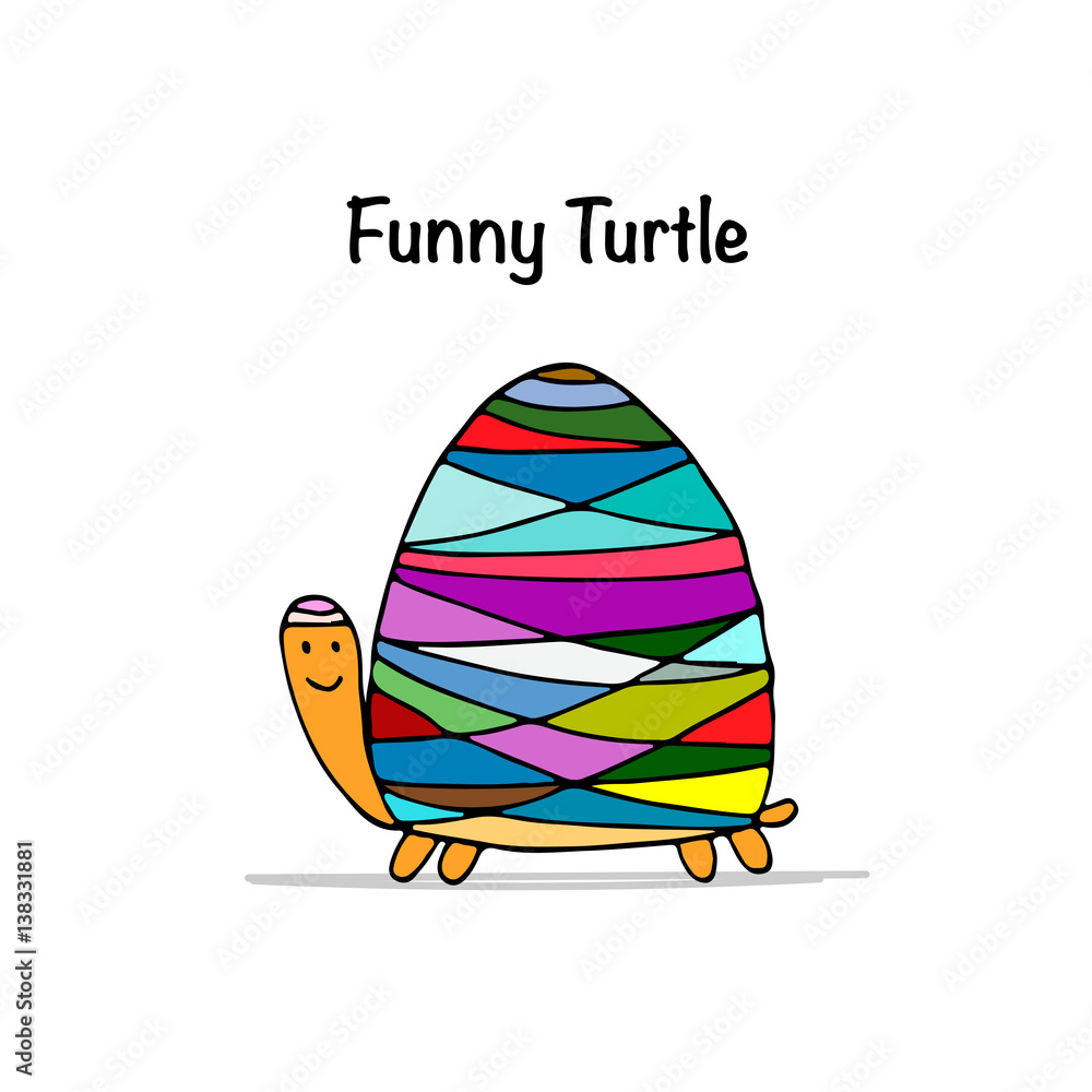 Funny turtle, sketch for your design Stock Vector | Adobe Stock
