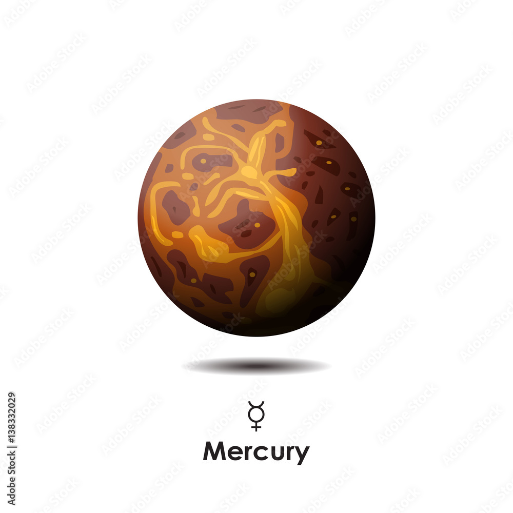 Vector Mercury on white background with symbol Stock-Vektorgrafik ...