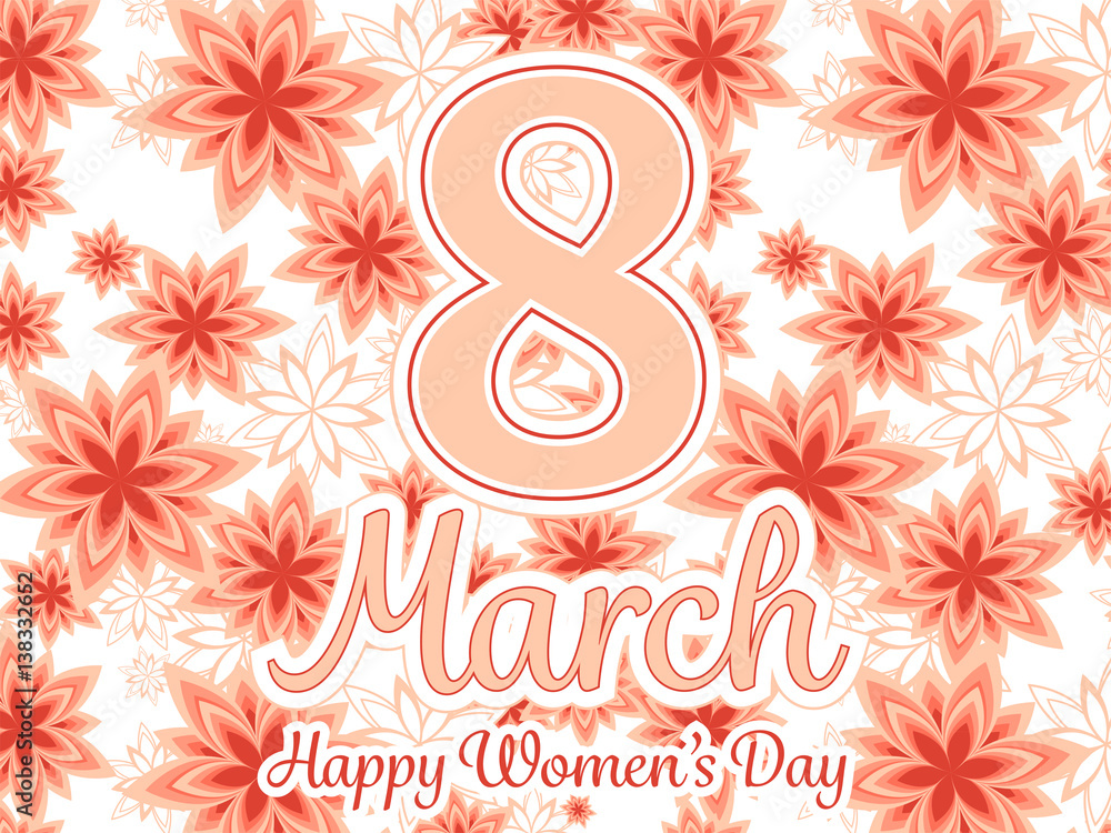 Women day background with frame flowers. 8 March invitation card ...